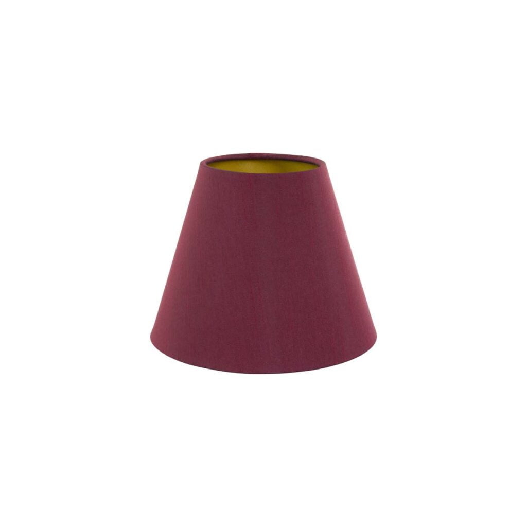 Burgundy French empire candle clip shade with a gold lining.