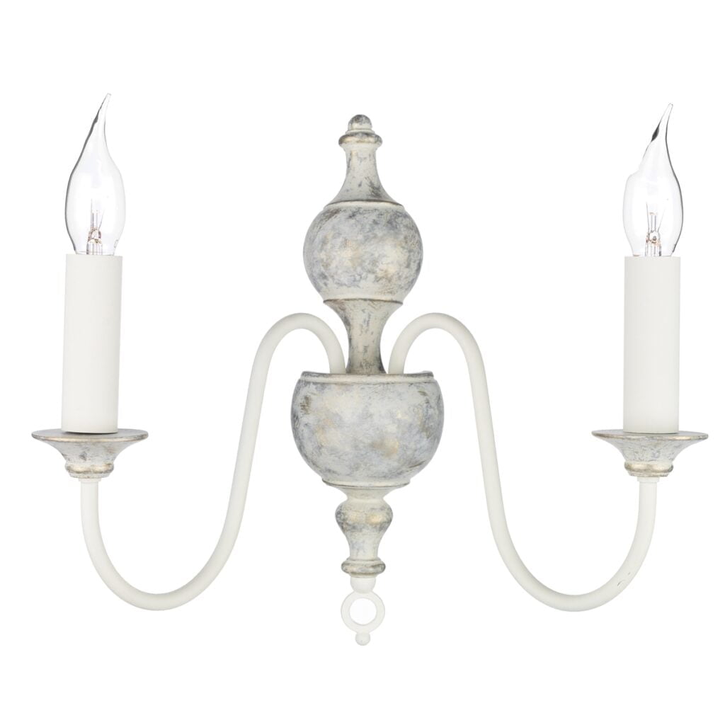David Hunt Lighting Flemish distressed cream double wall light FLE0912